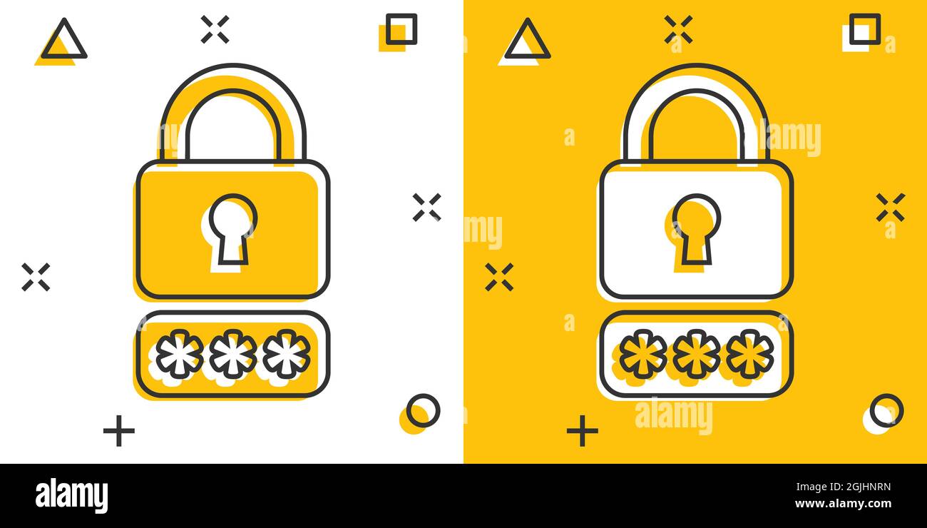 Login-Symbol im Comic-Stil. Passwort-Zugriff Cartoon Vektor ...