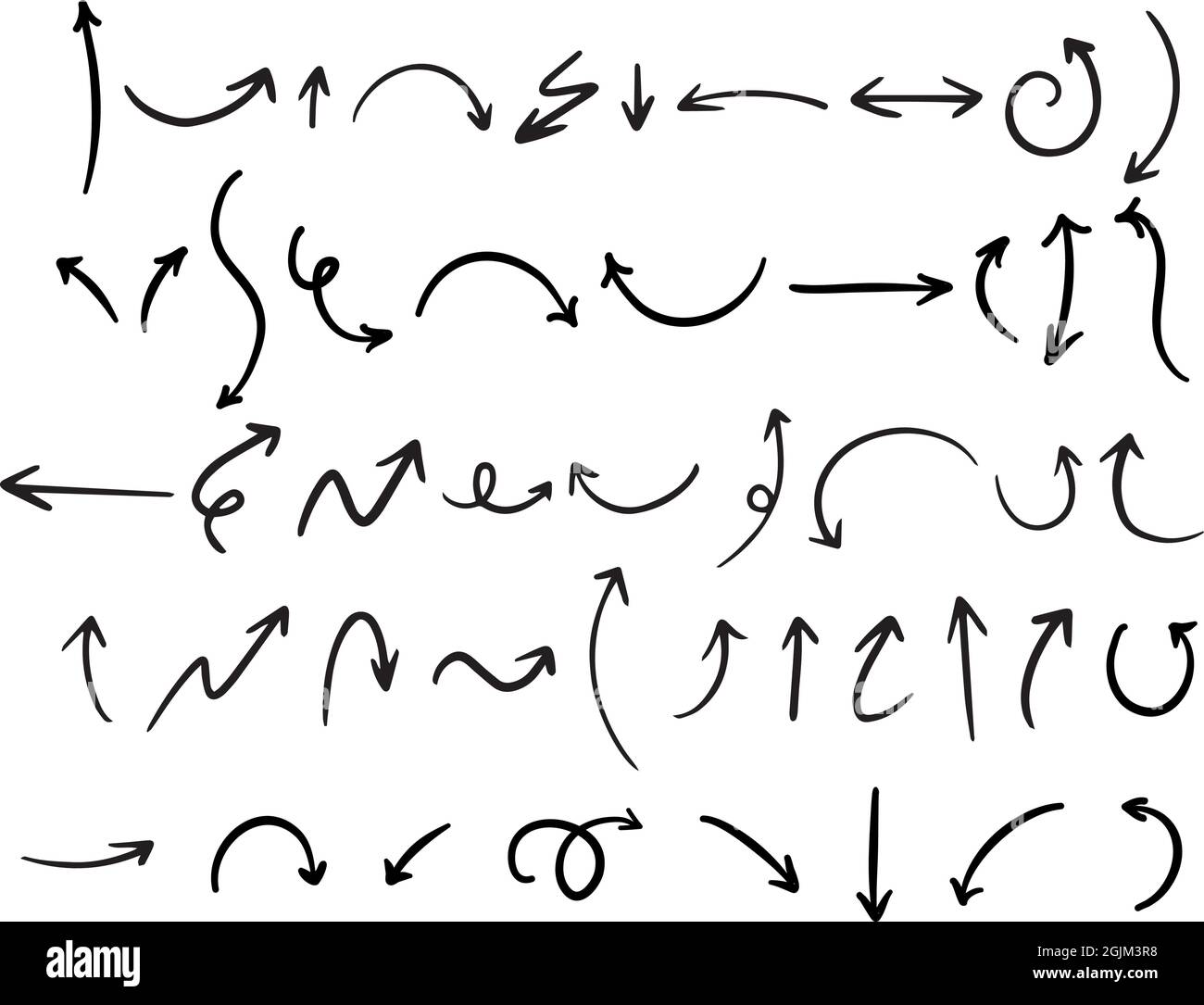 Sammlung von handgezeichneten Pfeilen, Satz von Marker gezeichneten ...