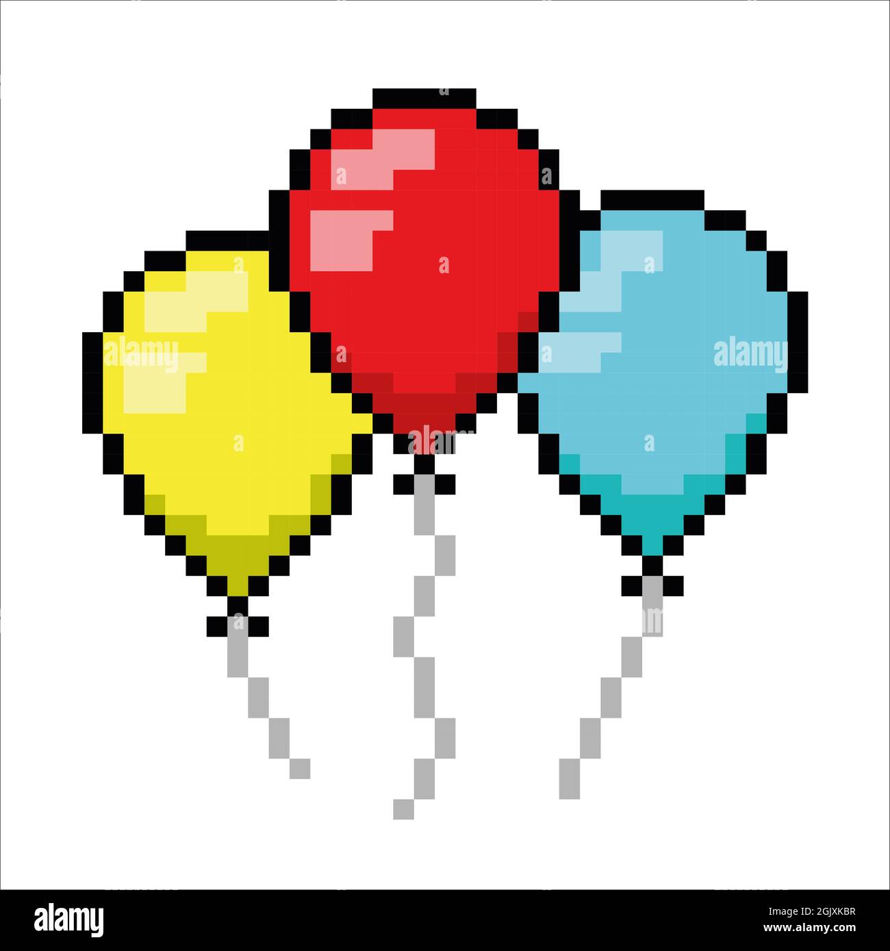 Ballons Pixel Art isoliert auf weißem Hintergrund. Bit-Symbol. Pixel ...