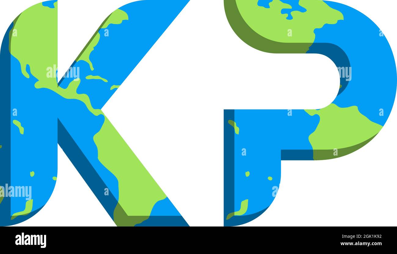 Erstes KP-Logo mit World Map-Stil, Logo-Branding Stock-Vektorgrafik - Alamy