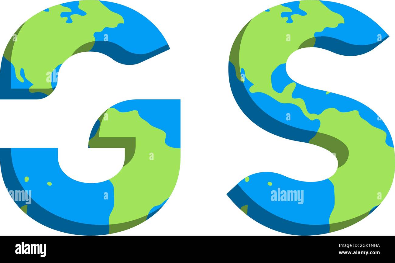 Erstes GS-Logo-Design mit World Map-Stil, Logo-Business-Branding Stock ...