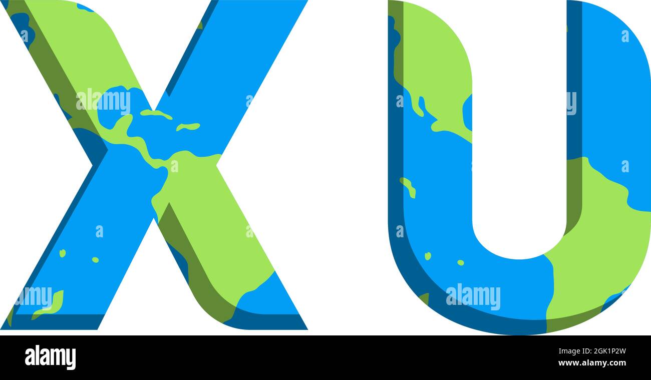 Erstes XU Logo Design mit World Map Stil, Logo Business Branding Stock ...