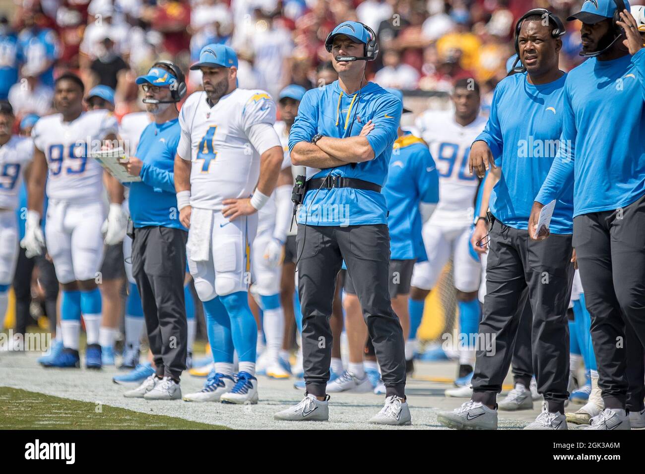 12. September 2021: Brandon Staley, Cheftrainer der Los Angeles ...
