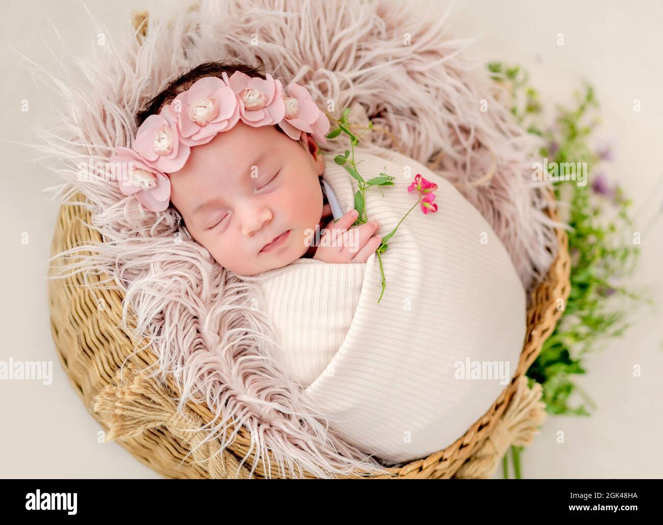 Baby Mit Blumen 3D Hand Oder Fußabdruck, Veredelung & Lackierung, >