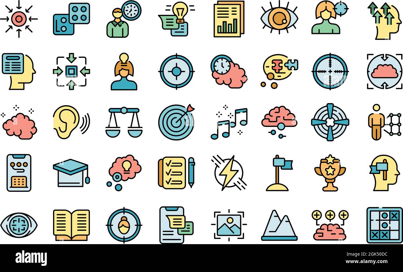 Konzentration der Aufmerksamkeitssymbole als Umrissvektor ...