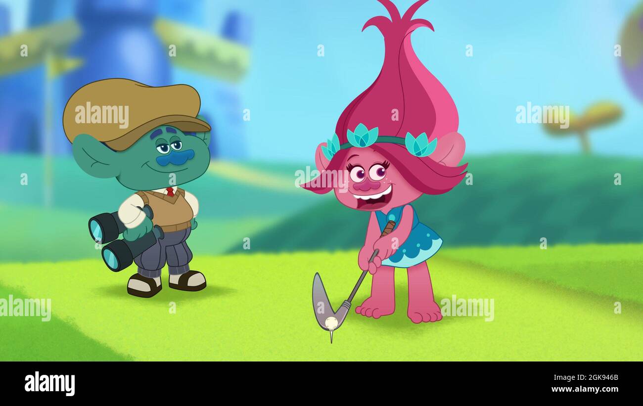 TROLLSTOPIA, (aka TROLLS TOPIA), von links: Branch (Stimme: Skylar Astin), Poppy (Stimme: Amanda ...