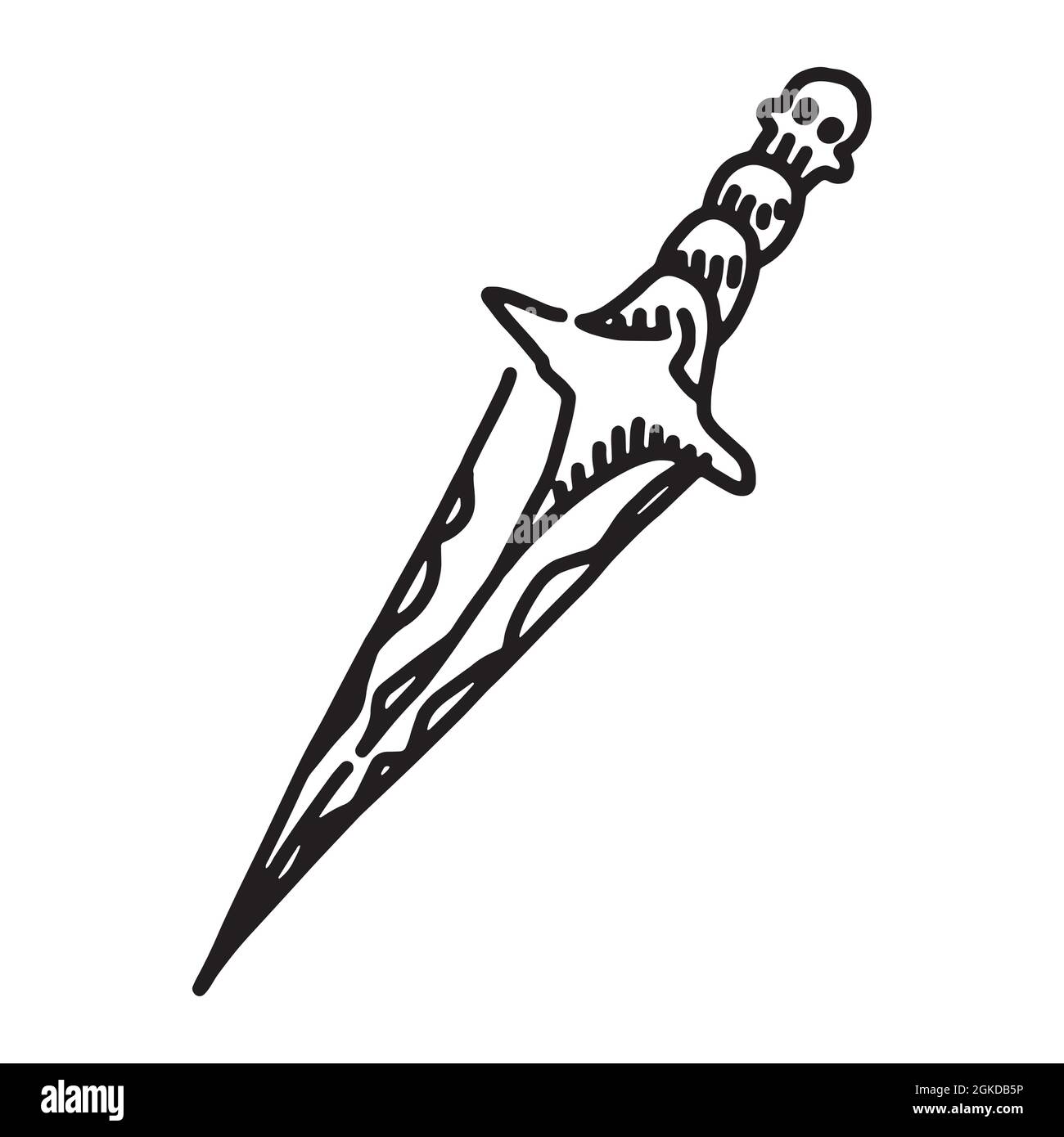 Dolch Doodle Stil Skizze Illustration Hand gezeichnet Vektor. Dolch ...