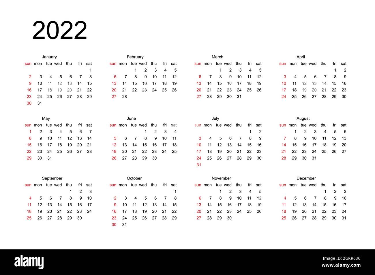 Simple 2021 2022 year calendar week Stock-Vektorgrafiken kaufen - Alamy