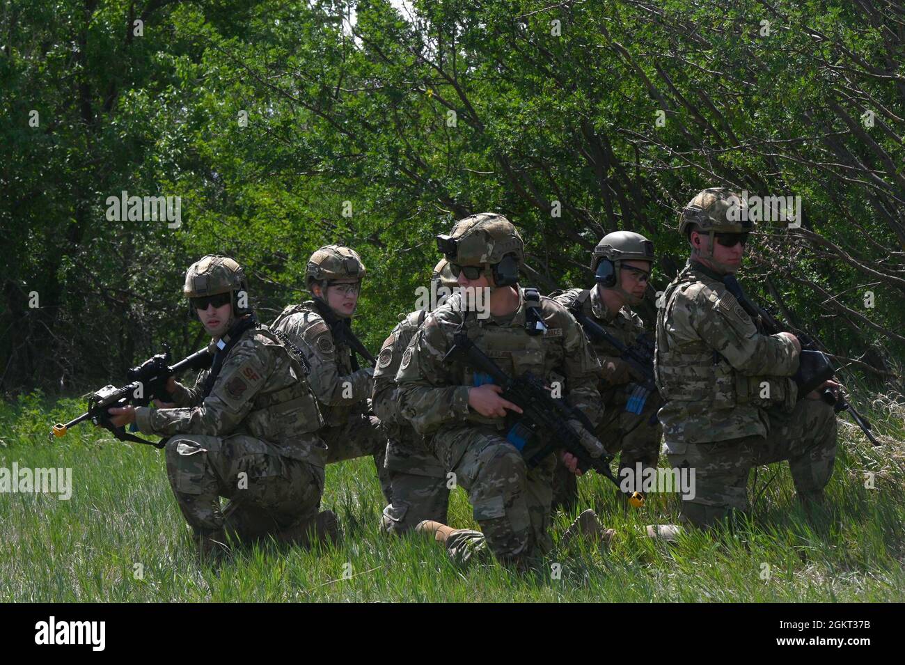Mitglieder der US-Luftwaffe der 219. Sicherheitskräfte-Staffel, North ...