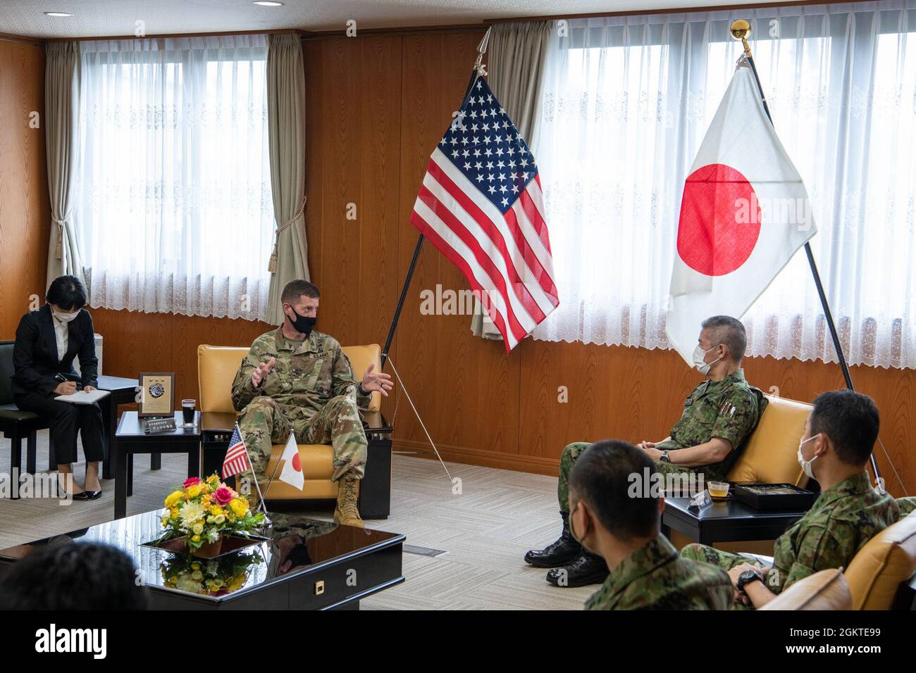 Brig. General Joel Vowell, Kommandeur der US-Armee Japan, führt während ...