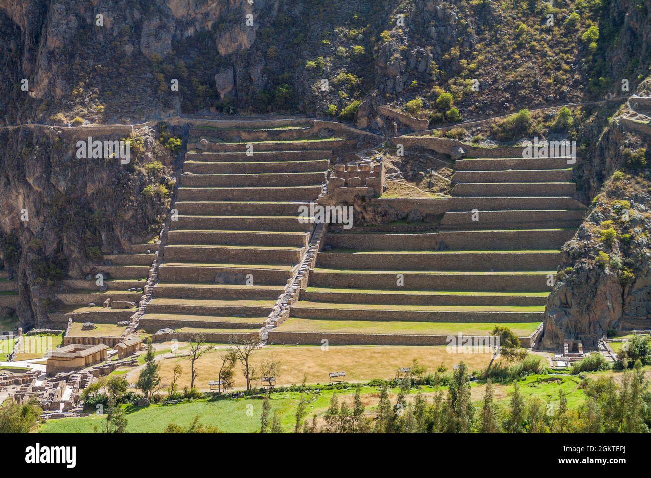 Landwirtschaftliche Terrassen der Inka in Ollantaytambo, Heilige Tal der Inkas, Peru ...
