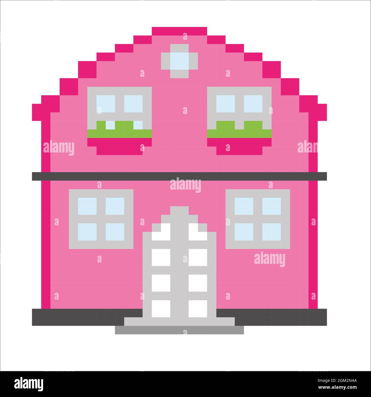 Haus Pixel Art isoliert weißen Hintergrund Vektor-Illustration ...