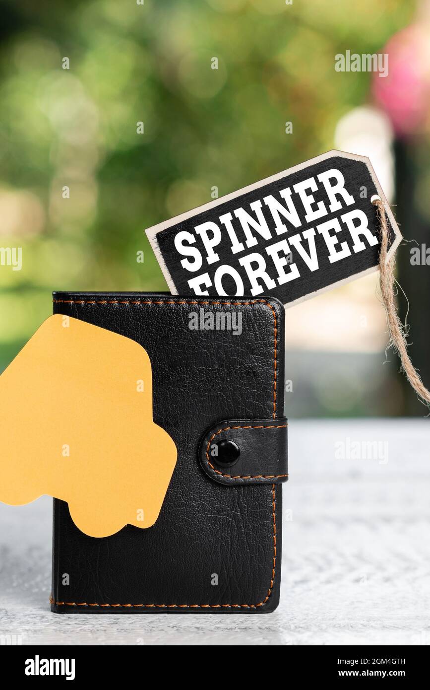 Konzeptionelle Darstellung Spinner Forever. Wort geschrieben auf Stress ...