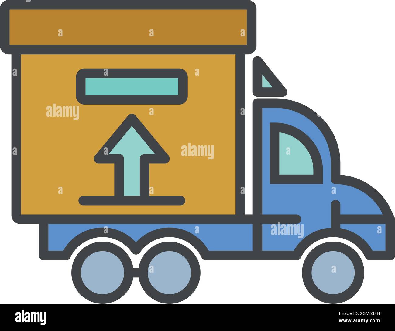 LKW-Lieferkarton-Symbol. Umriss LKW Lieferbox Vektor Symbol Farbe flach isoliert auf weiß Stock ...