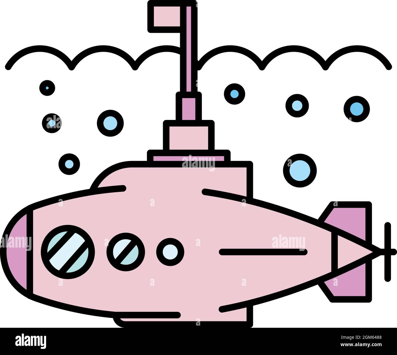 U-Boot-Symbol. Umriss U-Boot Vektor Symbol Farbe flach isoliert auf ...