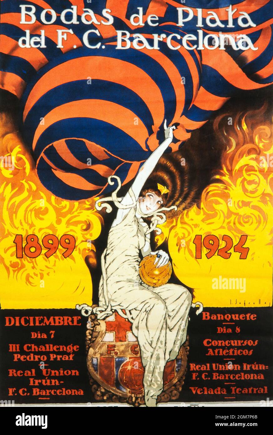 Cartel Modernista. BODAS de plata de FC Barcelona, 1924. Museo de ...