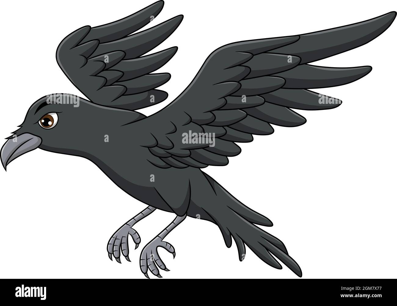 Niedliche Rabe Vogel Cartoon Vektor Illustration Stock-Vektorgrafik - Alamy