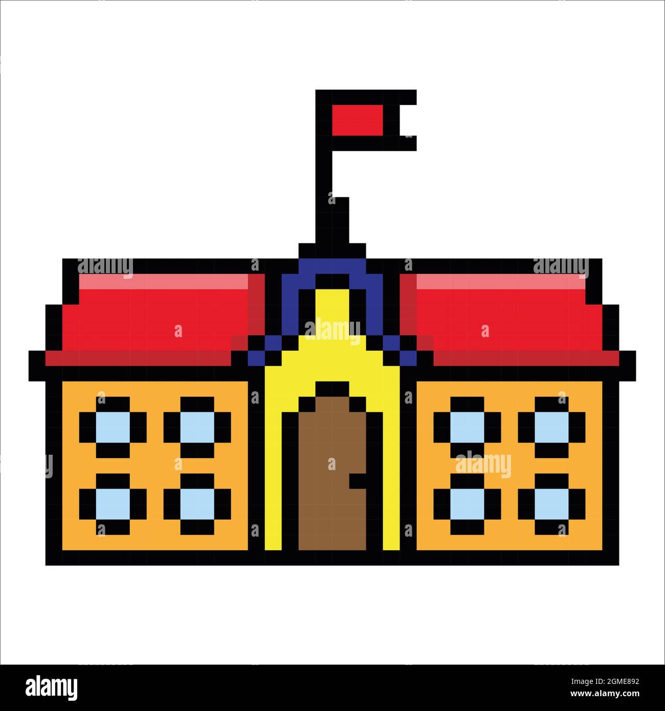 Schule Pixel Art isoliert auf weißem Hintergrund. Bit-Symbol Pixel ...