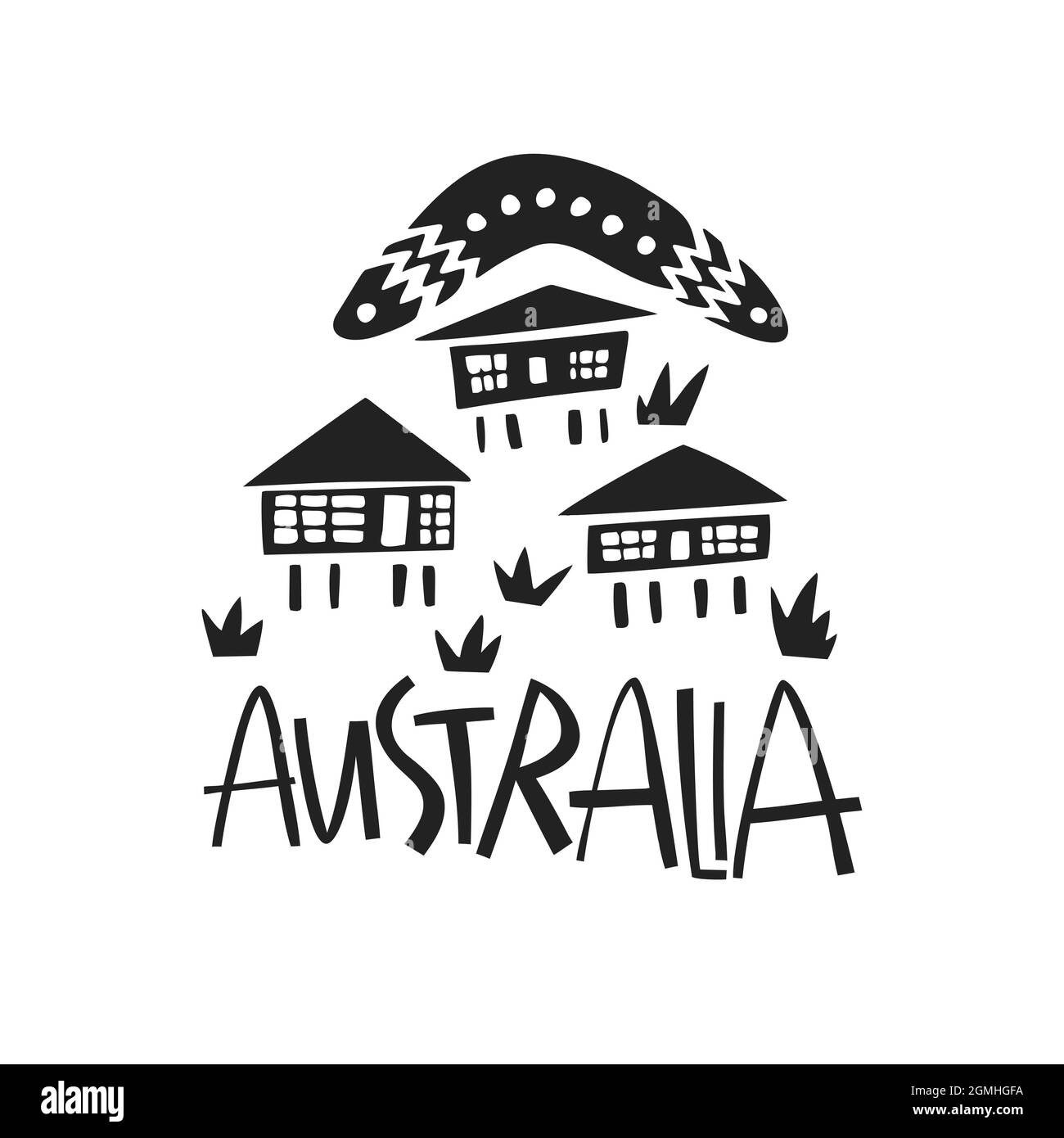 Vektor Hand gezeichnet stilisierte Karte von Australien ...