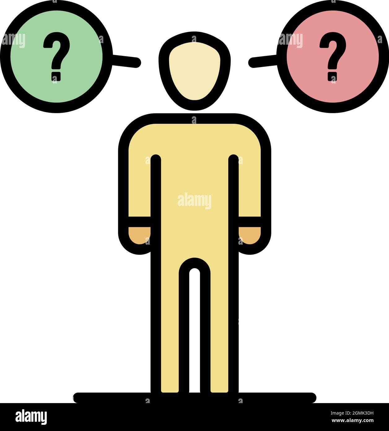 Das Symbol „Mensch hat Fragen“. Umriss Mann haves Fragen Vektor Symbol ...