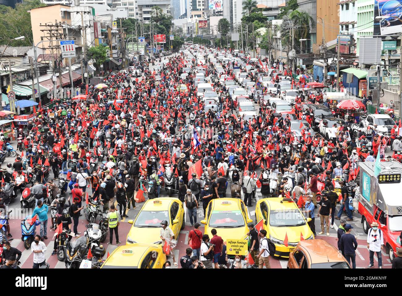 Bangkok, Thailand. September 2021. Regierungsfeindliche Demonstranten ...
