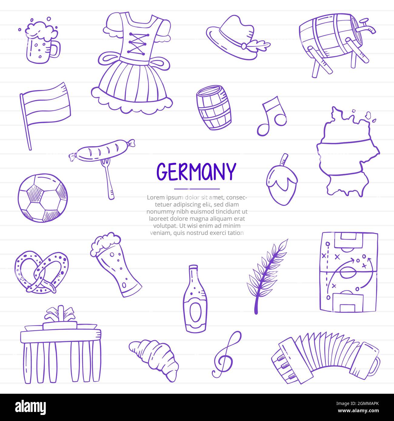 deutschland oder deutsche Nation oder Land Doodle Hand gezeichnet mit ...