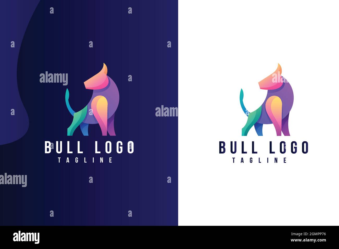 Modernes buntes Bullen-Logo-Design und Vektorgrafik-Logo Stock ...