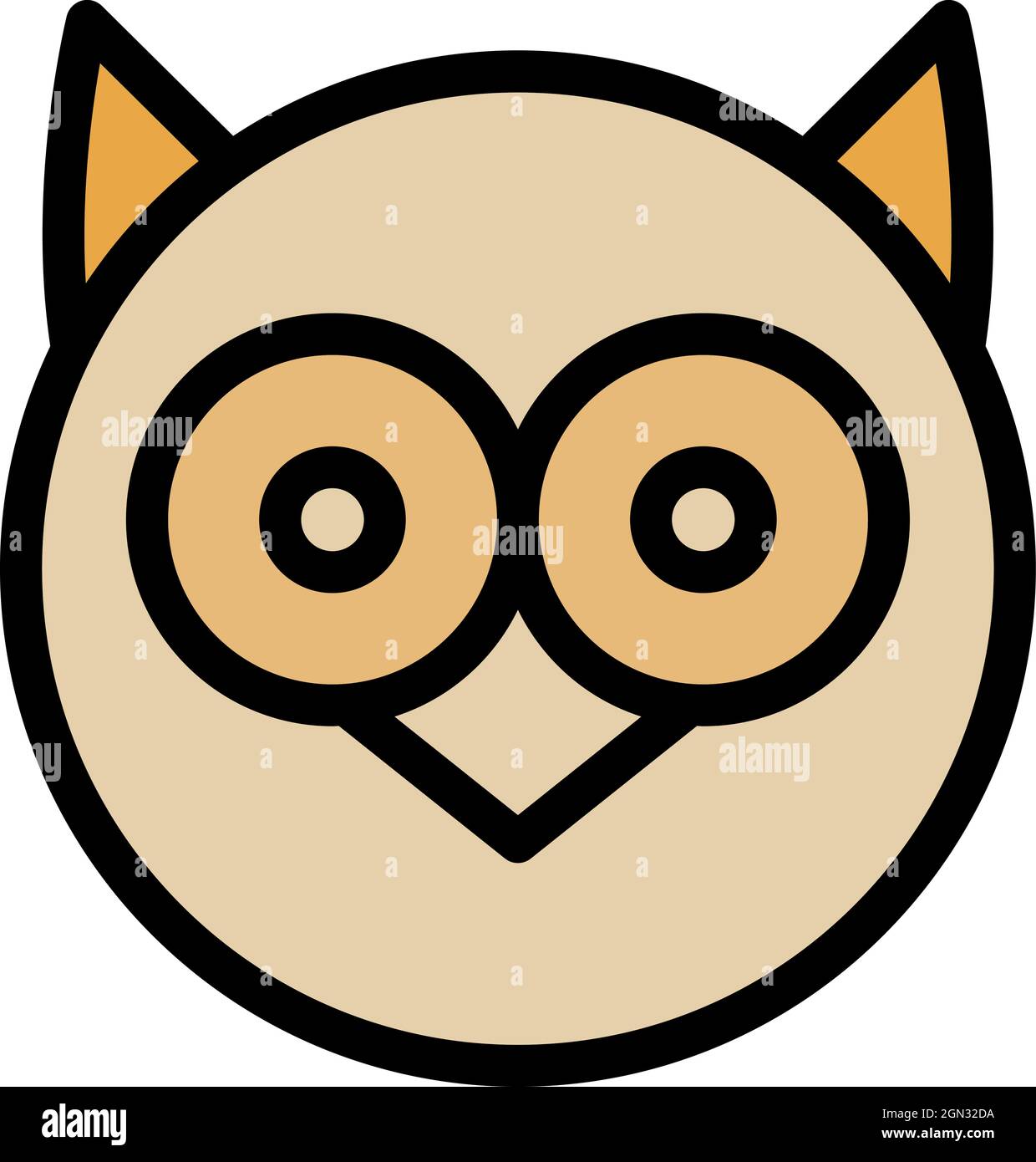 Symbol für den runden Eulenkopf. Umriss rund Eule Kopf Vektor Symbol ...