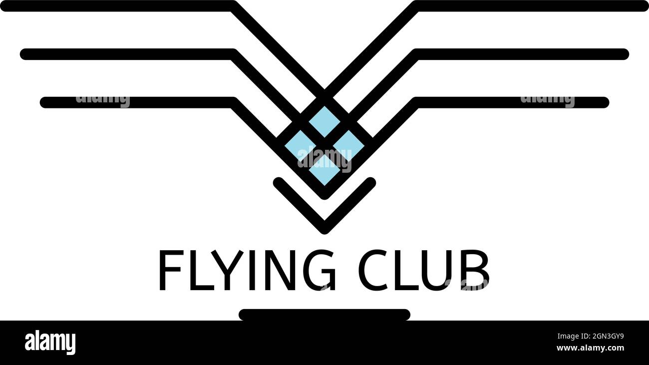 Flying Club-Logo. Kontur fliegenden Verein Vektor Logo Farbe flach ...