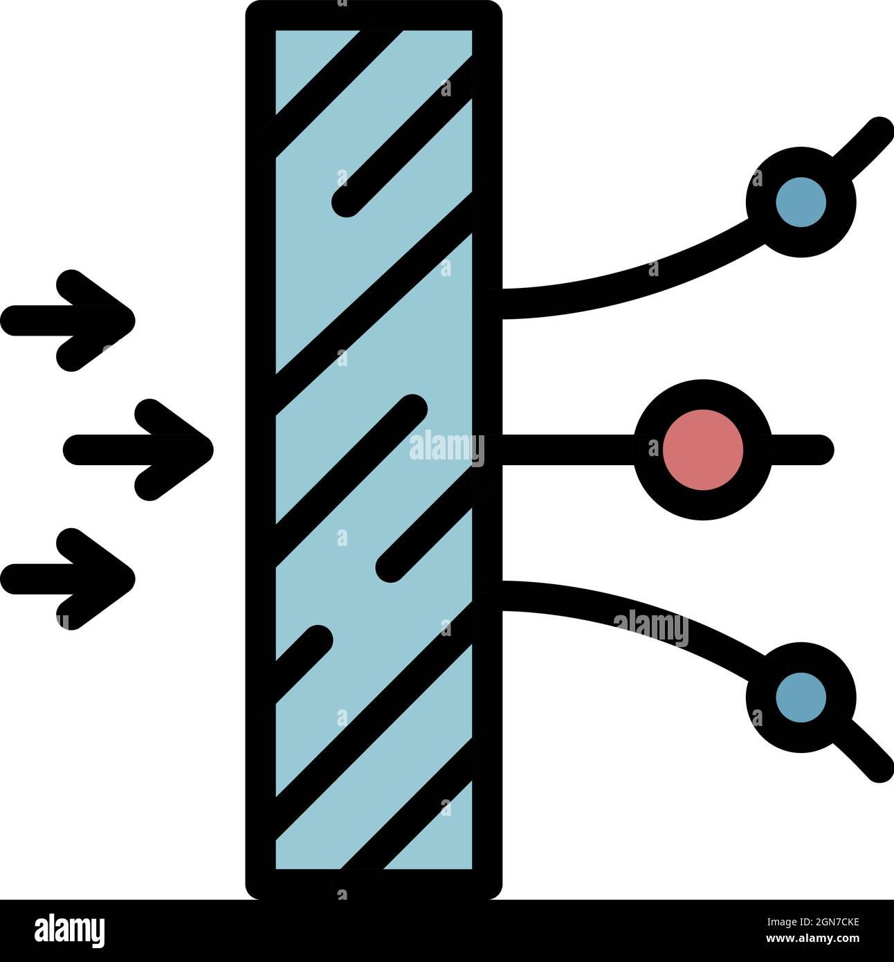 Symbol für diffuse Linse mit Seitenansicht. Kontur diffuse Linse ...