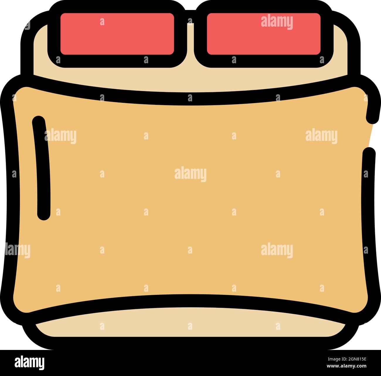 Symbol für Doppelbett. Kontur Doppelbett Vektor Symbol Farbe flach ...