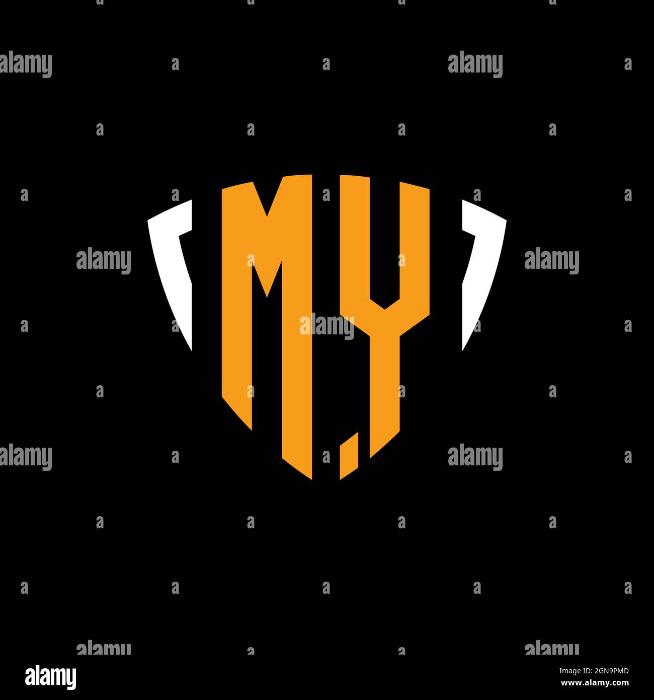 MEIN Logo mit Schild weiß orange Form Designvorlage isoliert auf ...