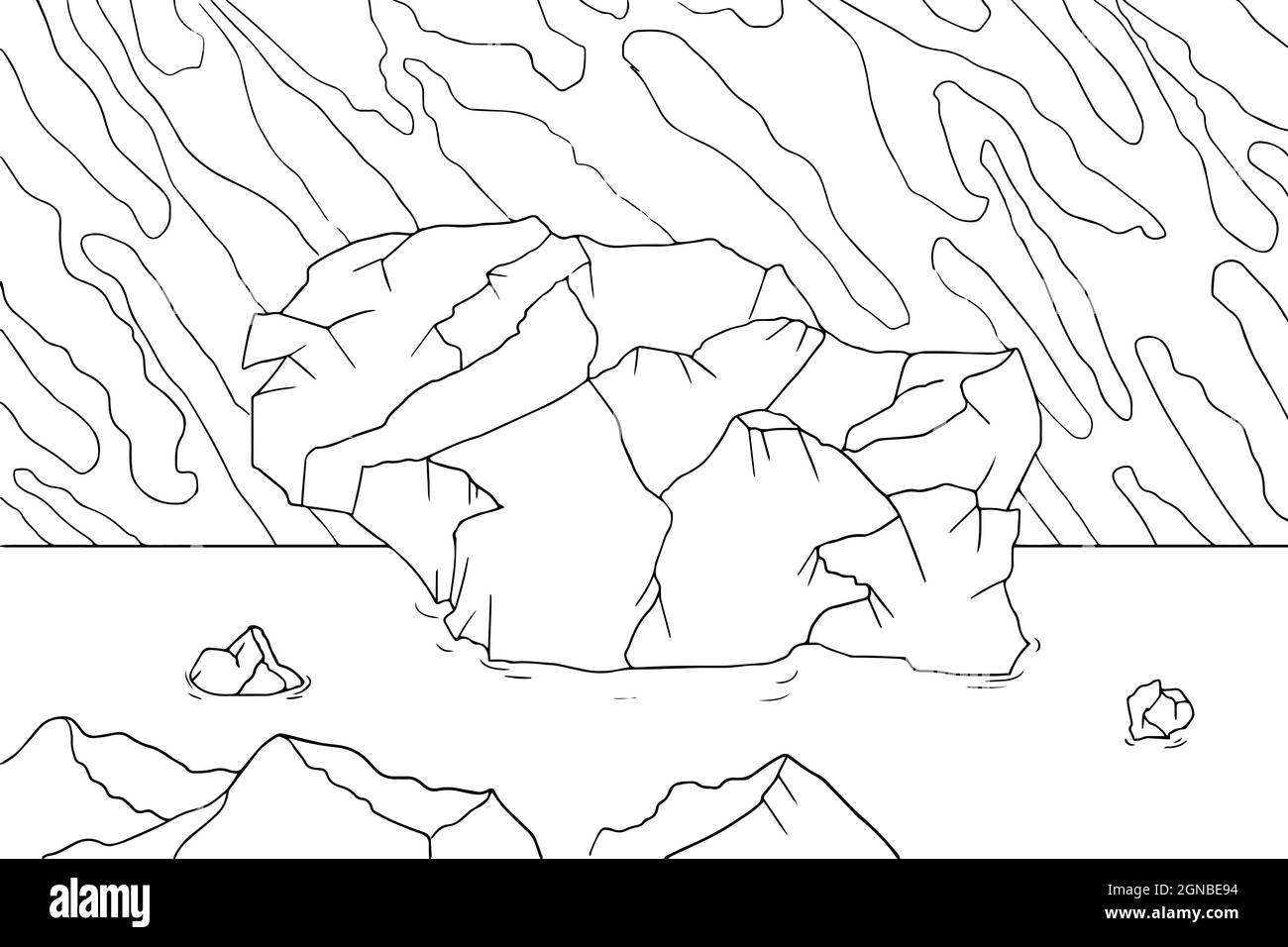 Doodle Alien Fantasy Landschaft mit großen Felsen Malvorlagen für ...