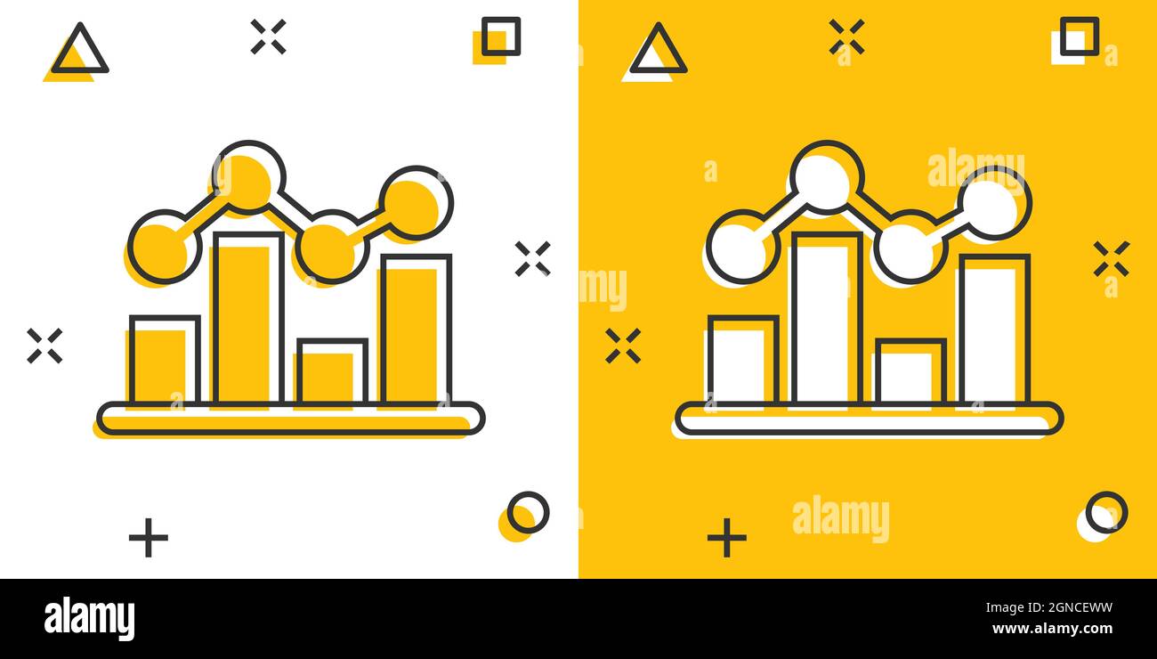 Diagramm-Symbol im Comic-Stil. Pfeil wachsen Cartoon Vektor Illustration auf weißem isolierten ...
