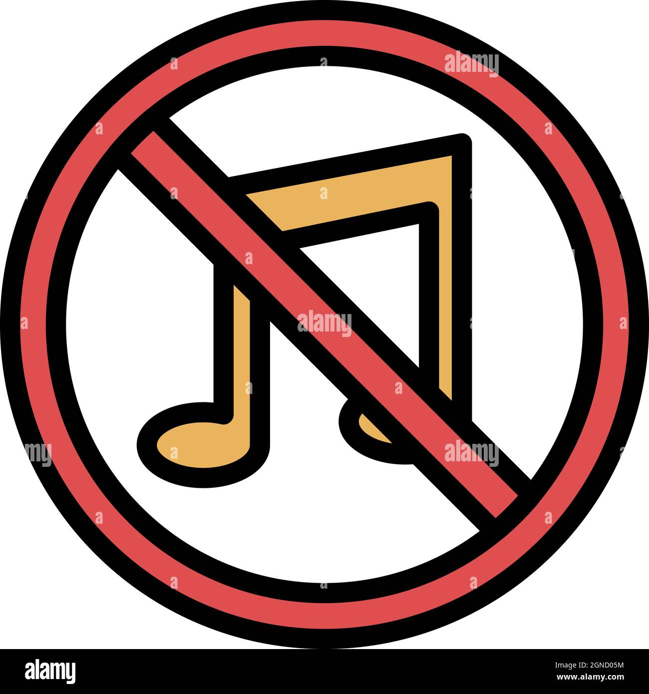 Symbol für durchgestrichendes Notizsymbol. Kontur durchgestrichen Note ...