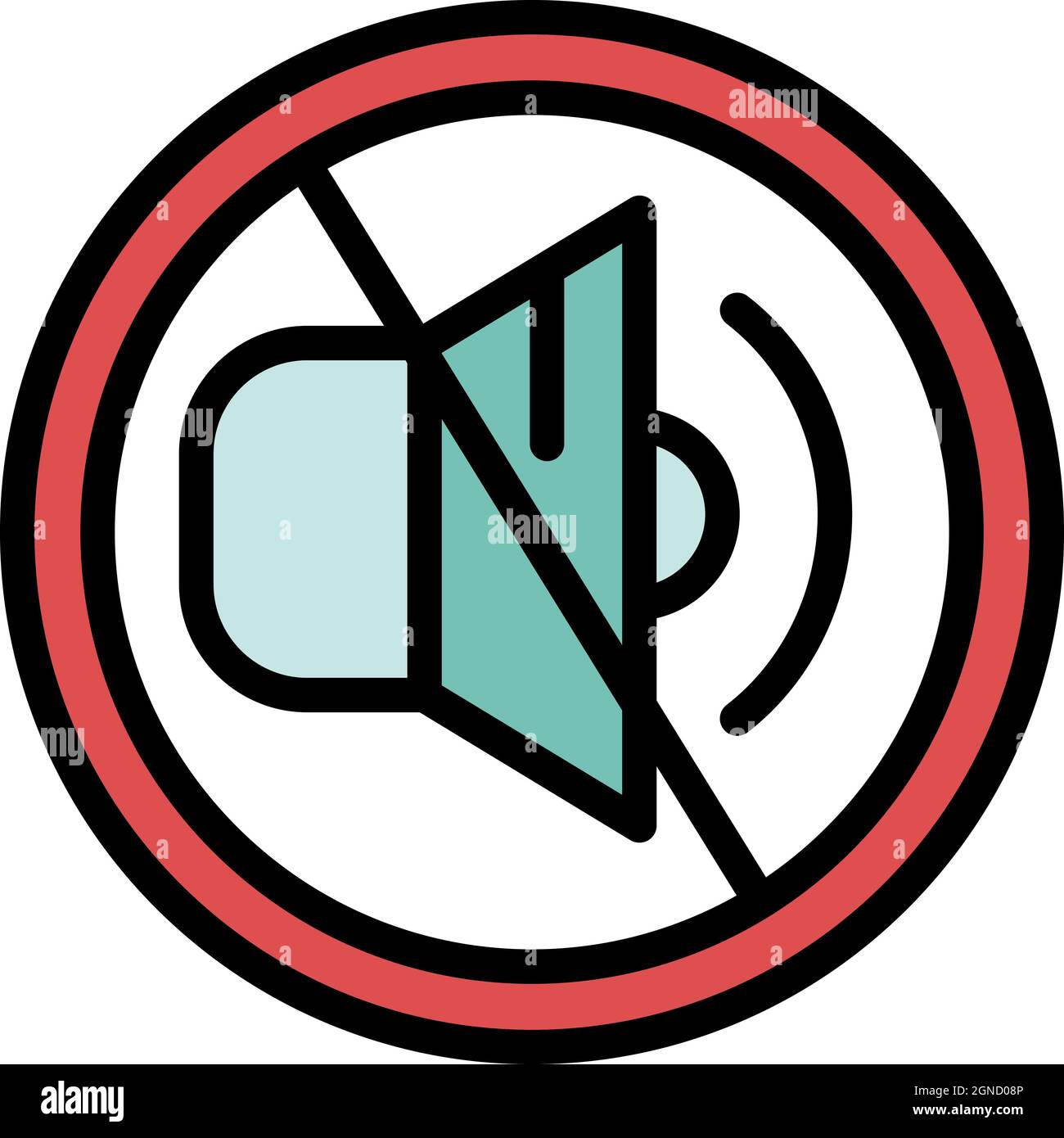 Durchgestrichenes Lautsprechersymbol. Kontur durchgestrichene ...