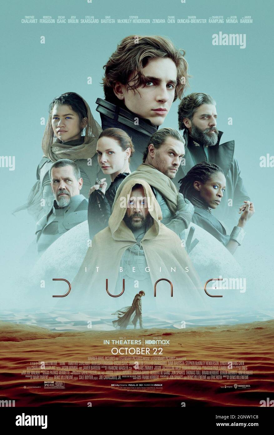 DUNE, US-Plakat, im Uhrzeigersinn von oben links: Zendaya, Timothee ...
