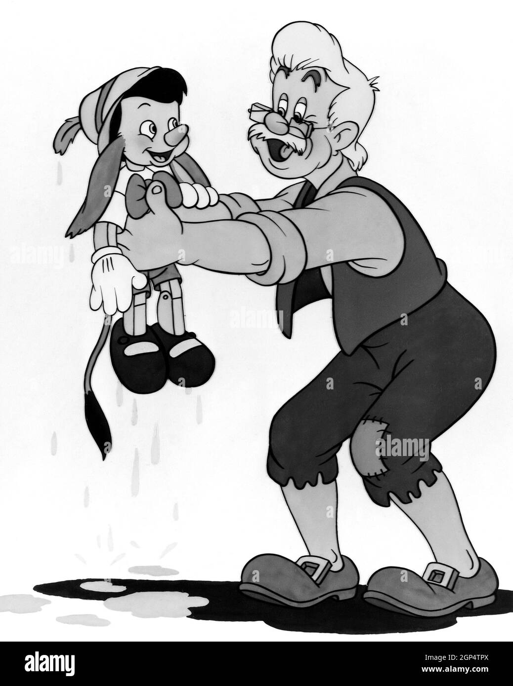 PINOCCHIO, von links, Pinocchio (von Dickie Jones), Gepetto (von ...