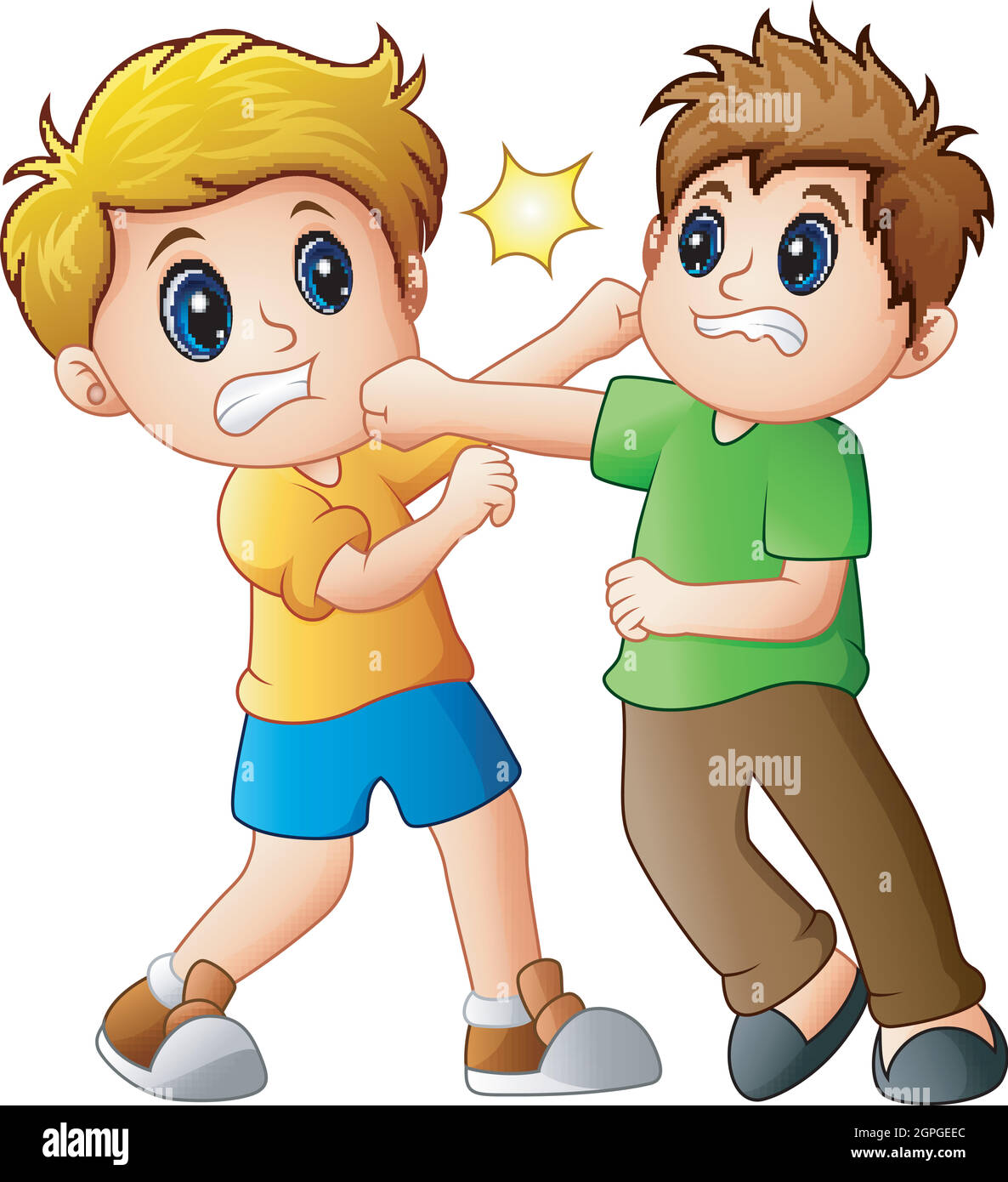 Cartoon illustration two boys fighting -Fotos und -Bildmaterial in ...