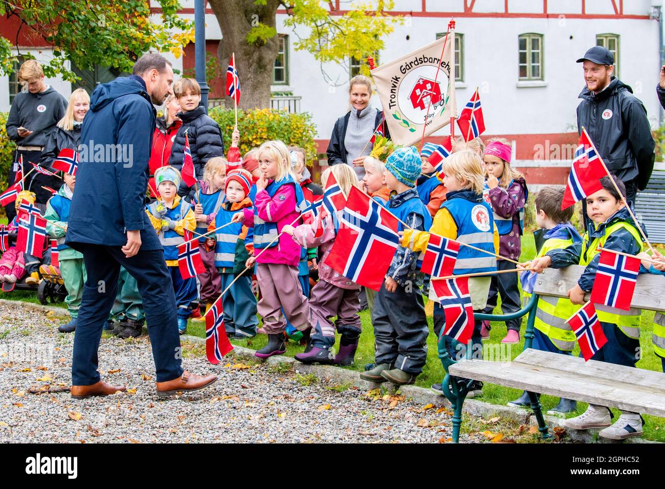 Kronprinz Haakon von Norwegen bei einem Besuch in Moss, Norwegen, am ...