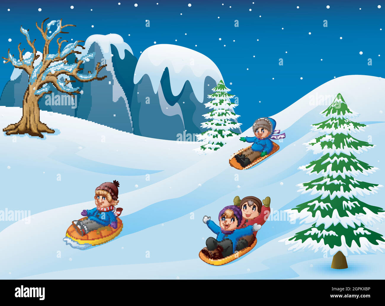 Rodeln bergab Stock-Vektorgrafiken kaufen - Alamy