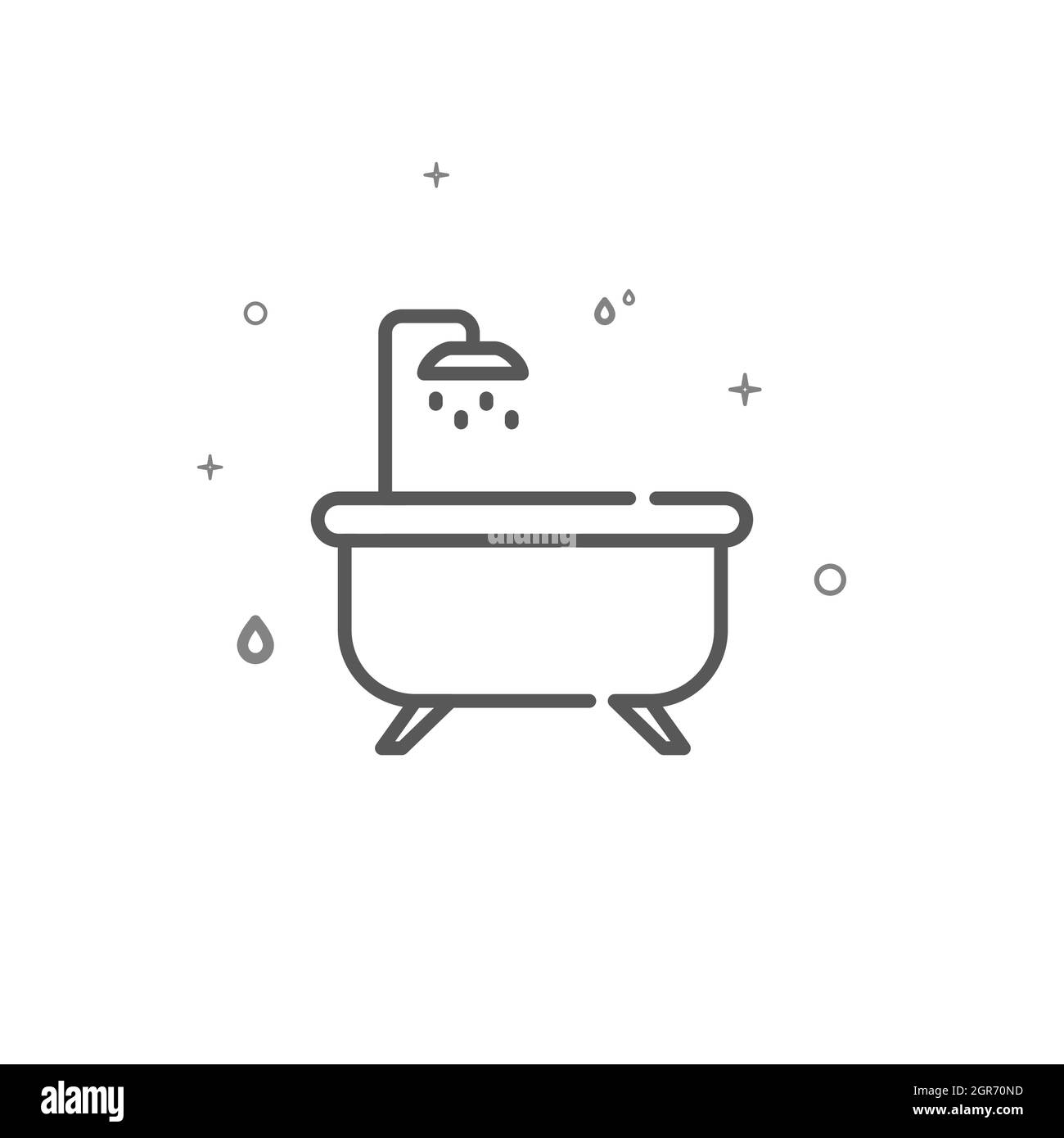 Bad mit Dusche einfaches Vektorlinien-Symbol. Sanitär-Symbol ...