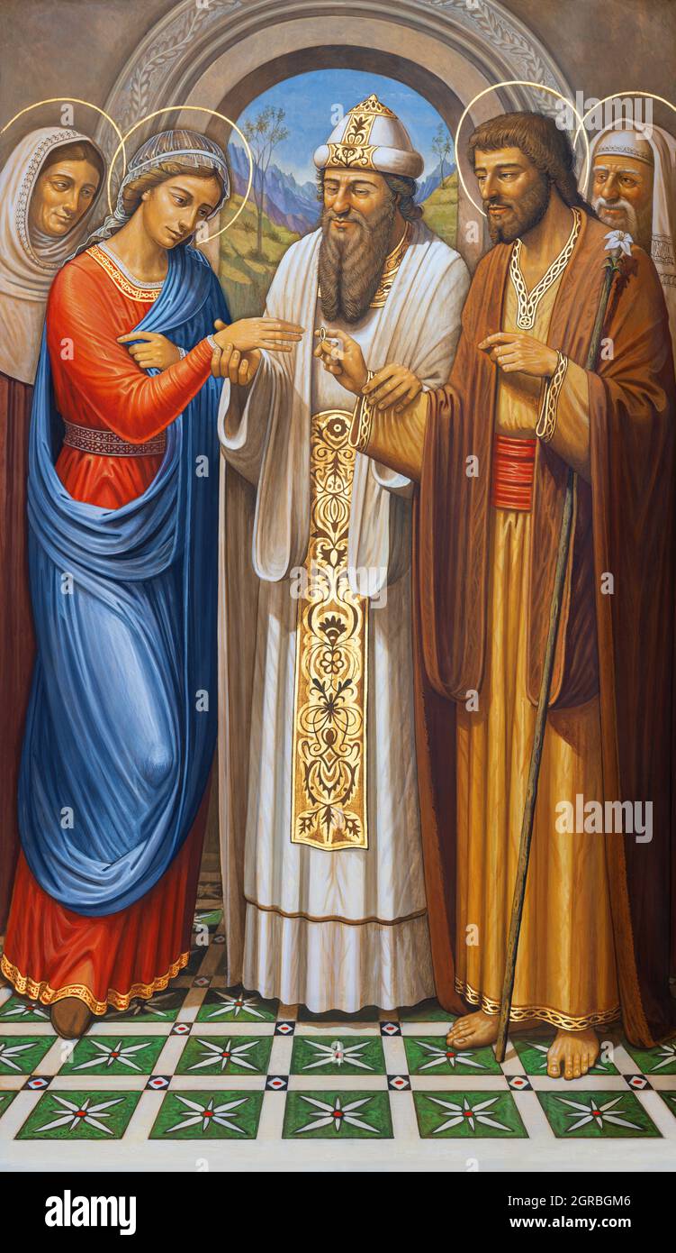 ROM, ITALIEN - 1. SEPTEMBER 2021: Das Gemälde der Hochzeit der Jungfrau ...