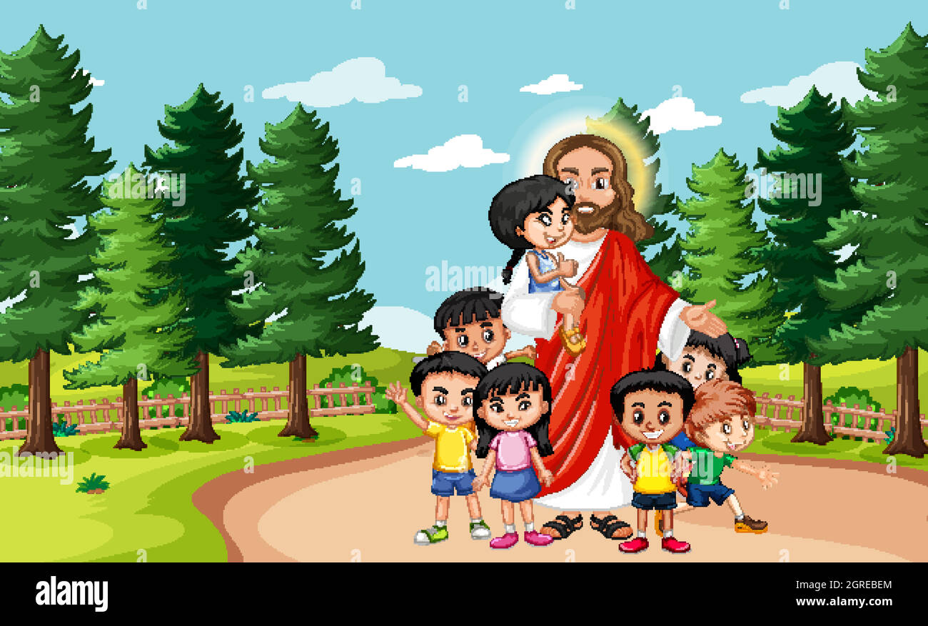 Jesus mit kindern Stock-Vektorgrafiken kaufen - Alamy