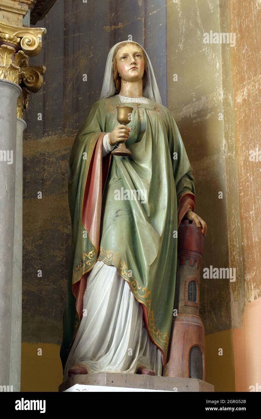 Heilige Barbara, Statue auf dem Altar der Heiligen Fabian und Sebastian ...