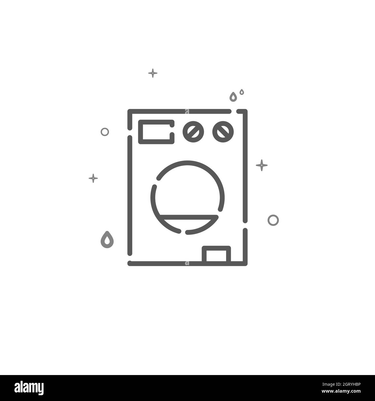 Waschanlage, Waschmaschine einfaches Liniensymbol. Sanitär-Symbol ...