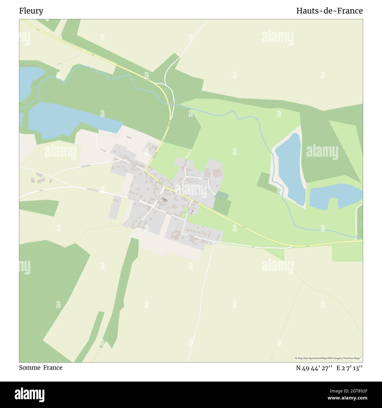 Fleury, Somme, France, Hauts-de-France, N 49 44' 27'', E 2 7' 13'', map ...