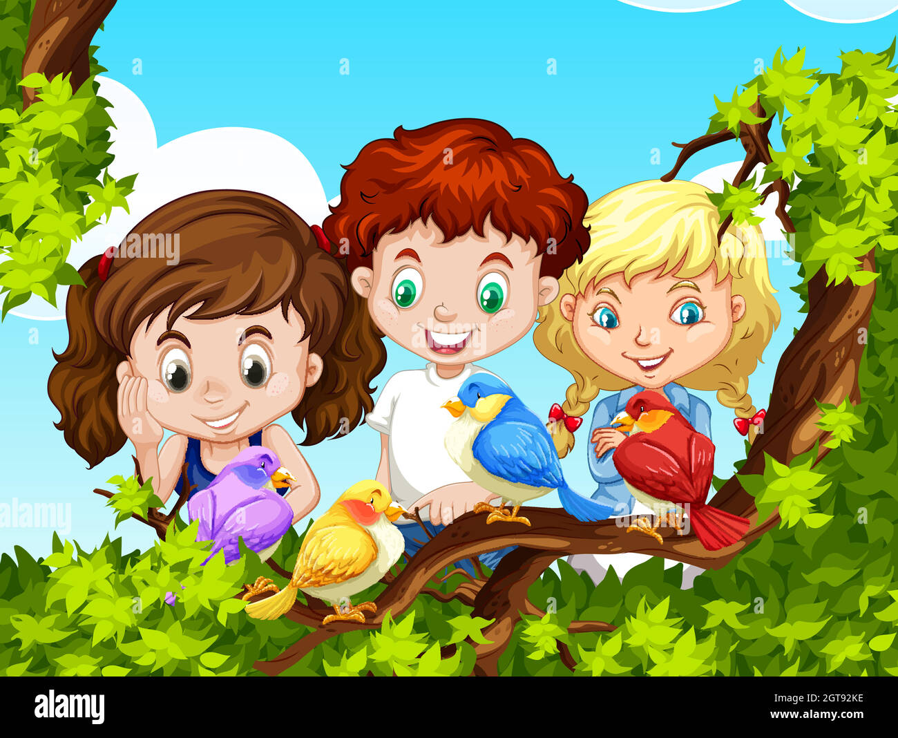 Kinder und vögel Stock-Vektorgrafiken kaufen - Alamy