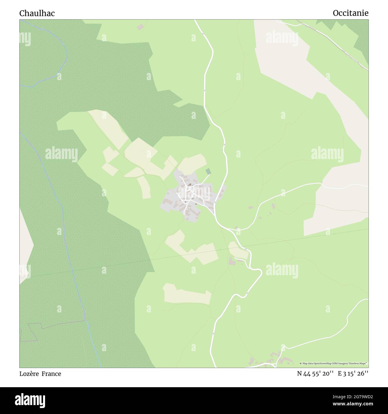 Chaulhac, Lozère, Frankreich, Eich, L 44 55' 20'', E 3 15' 26'', Karte ...