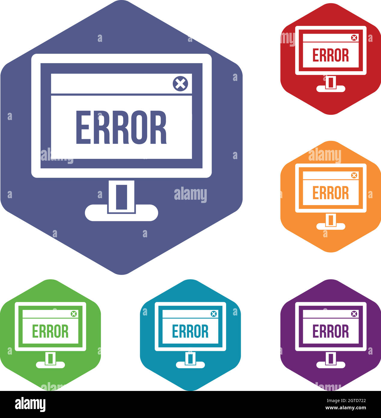 Fehler-Zeichen auf einem Computer Monitor Symbole Stock-Vektorgrafik ...